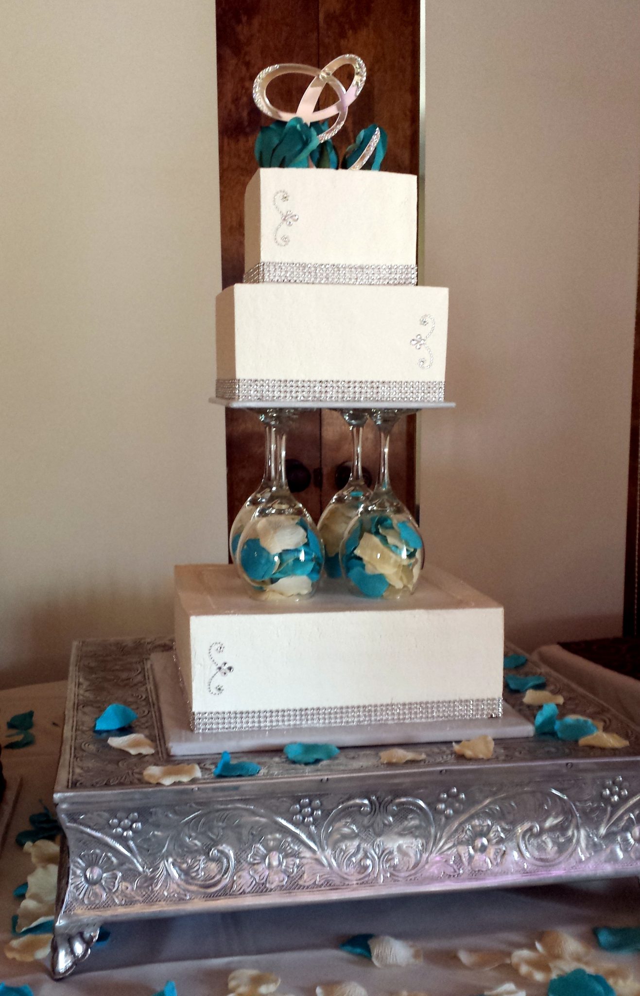 Wine Glass Wedding Cake with Bling! - CC's Sweet Sensations Wedding ...